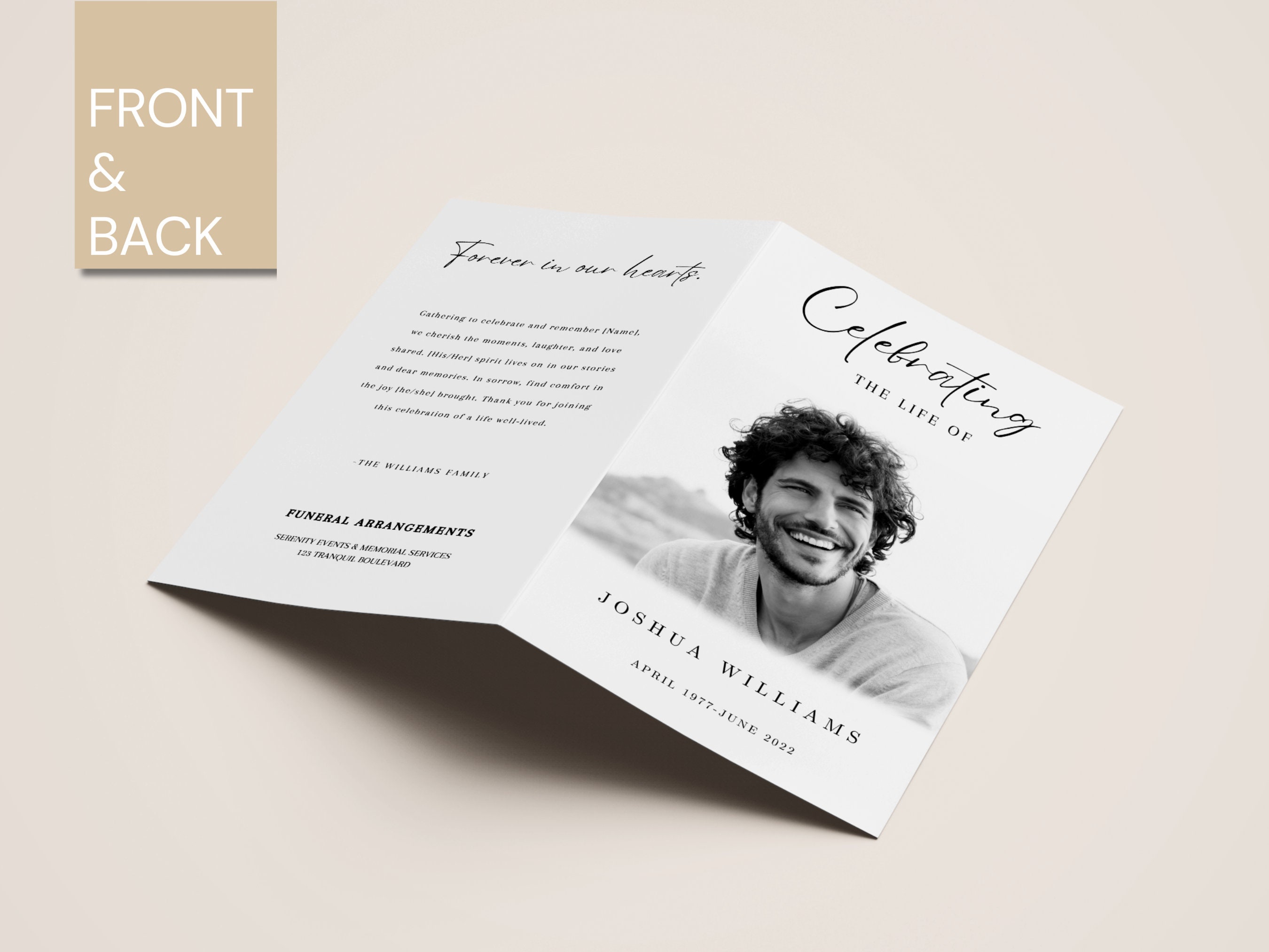 Minimalist Funeral Program Template Printable Order of Service Simple ...