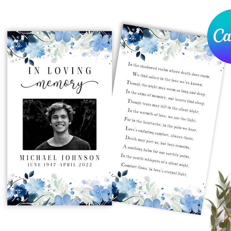 Personalized Funeral Memorial Cards - Etsy