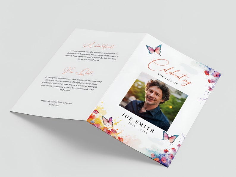 Editable Funeral Program Template Floral Celebration of Life - Etsy