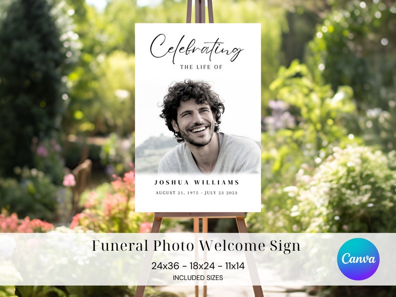 Minimalist Funeral Welcome Sign Editable Simple in Loving Memory ...