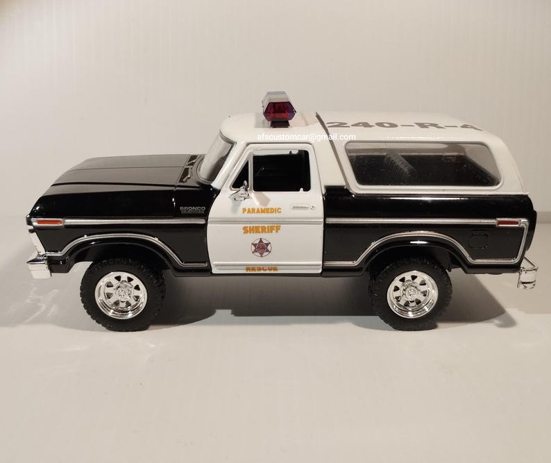 LASD Rescue Paramedic Sheriff 1978 Ford Bronco Diecast Model Car 1:24 ...