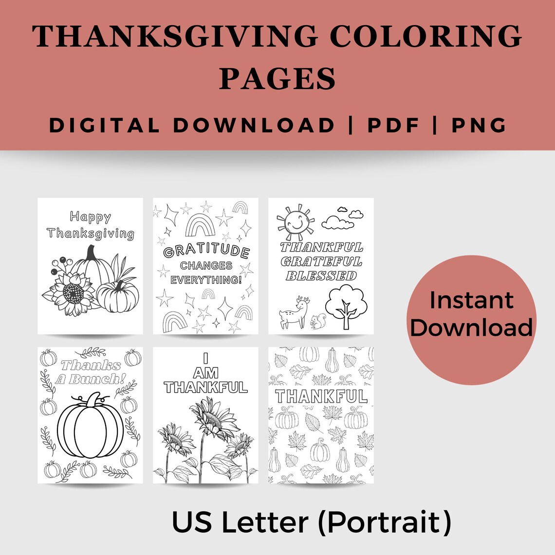 10 Thanksgiving Coloring Pages Gratitude Coloring Sheets - Etsy