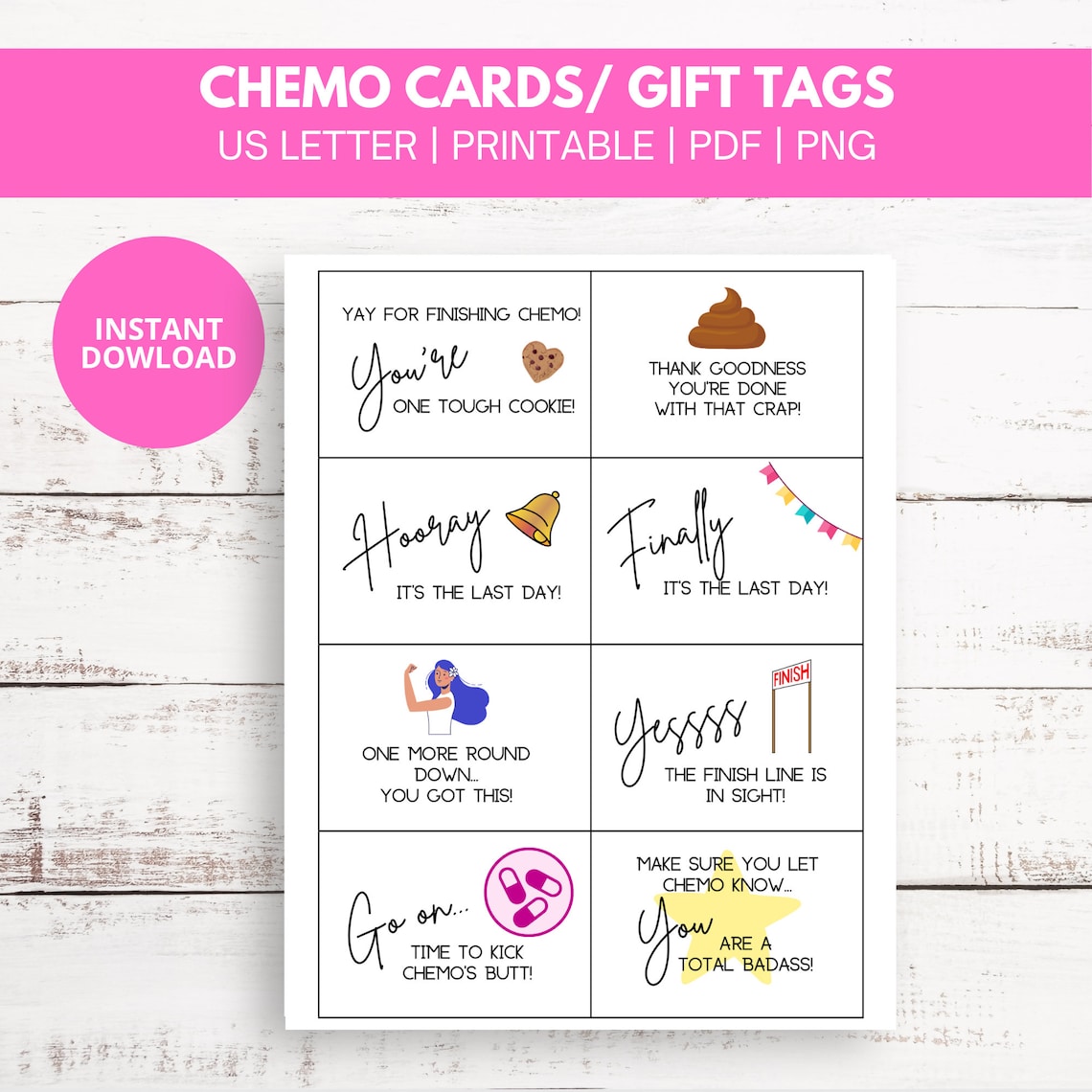 Printable Chemo Cards/ Gift Tags for Friends or Family With Cancer ...