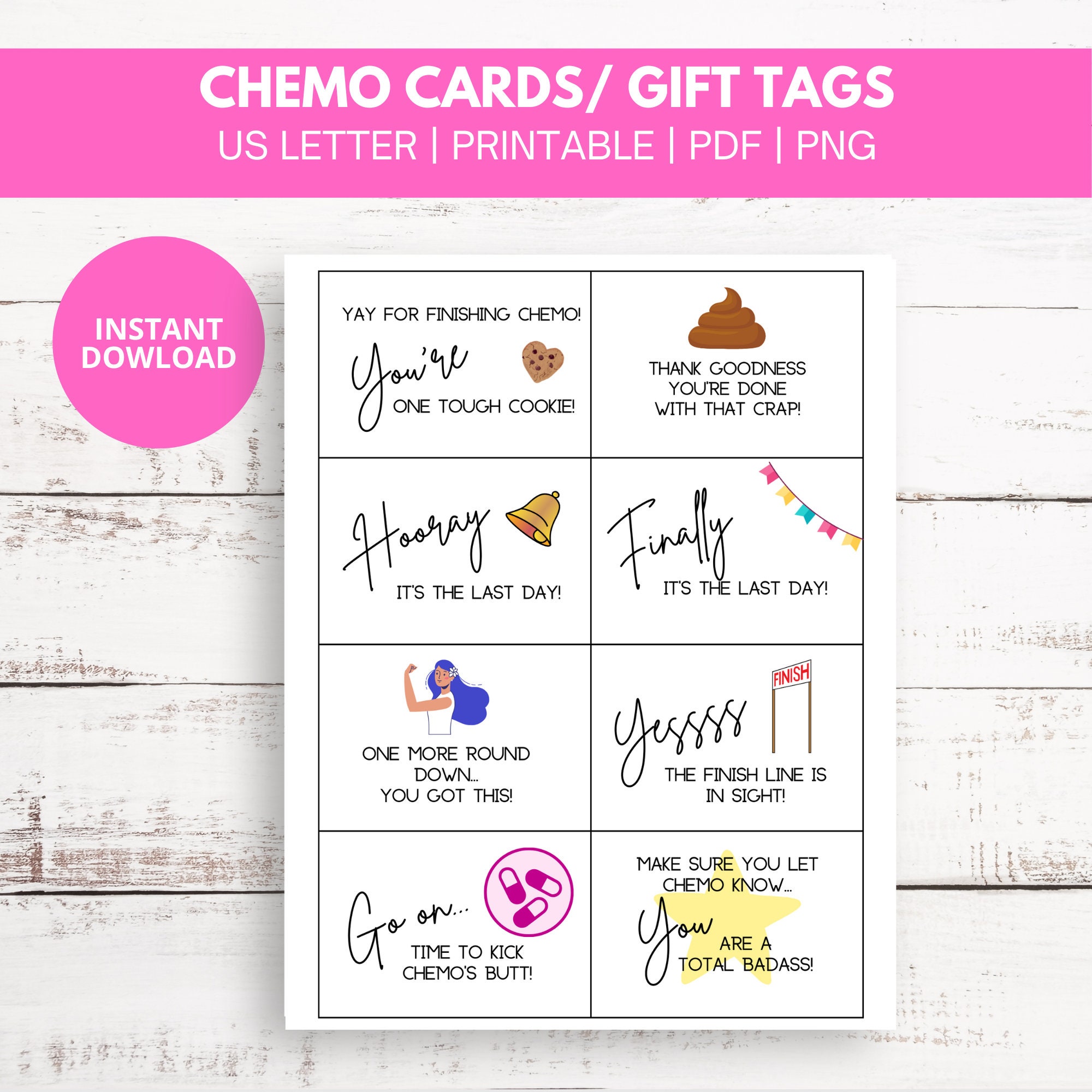 Printable Chemo Cards/ Gift Tags for Friends or Family With Cancer ...