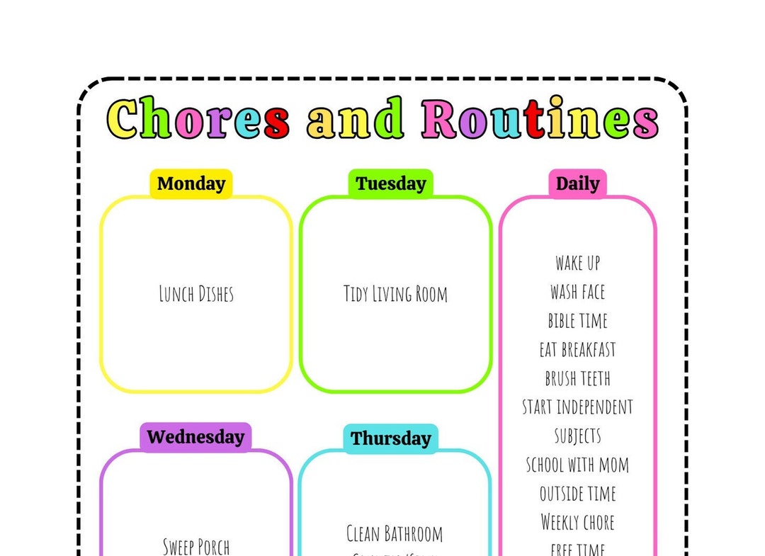 Fun Kids Chore Chart, Instant Download, Fun Chores - Etsy