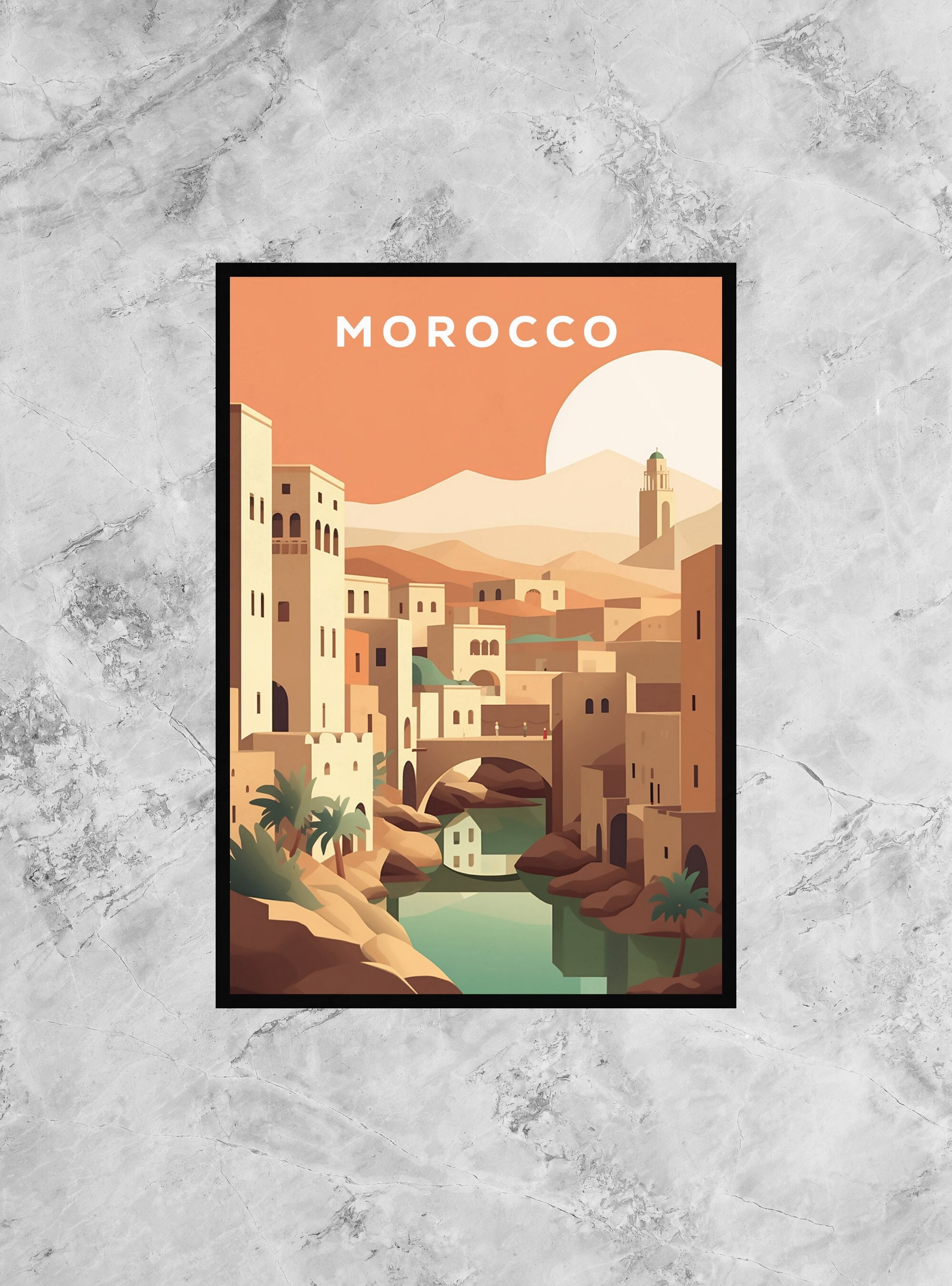 Morocco Poster, Retro Travel Poster, Travel Print, Wall Art, Vintage ...