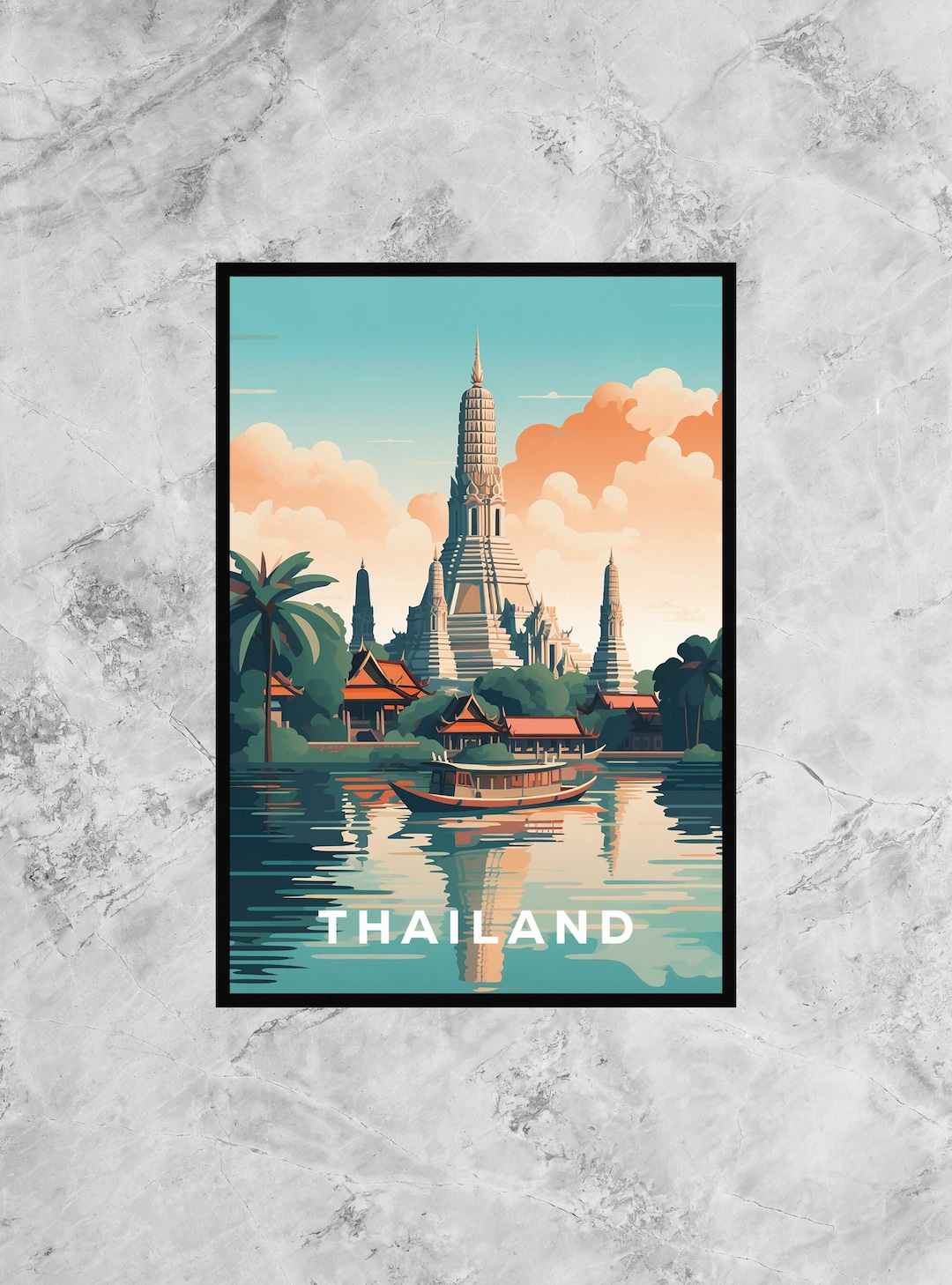 Thailand Poster, Retro Travel Poster, Travel Print, Wall Art, Vintage ...