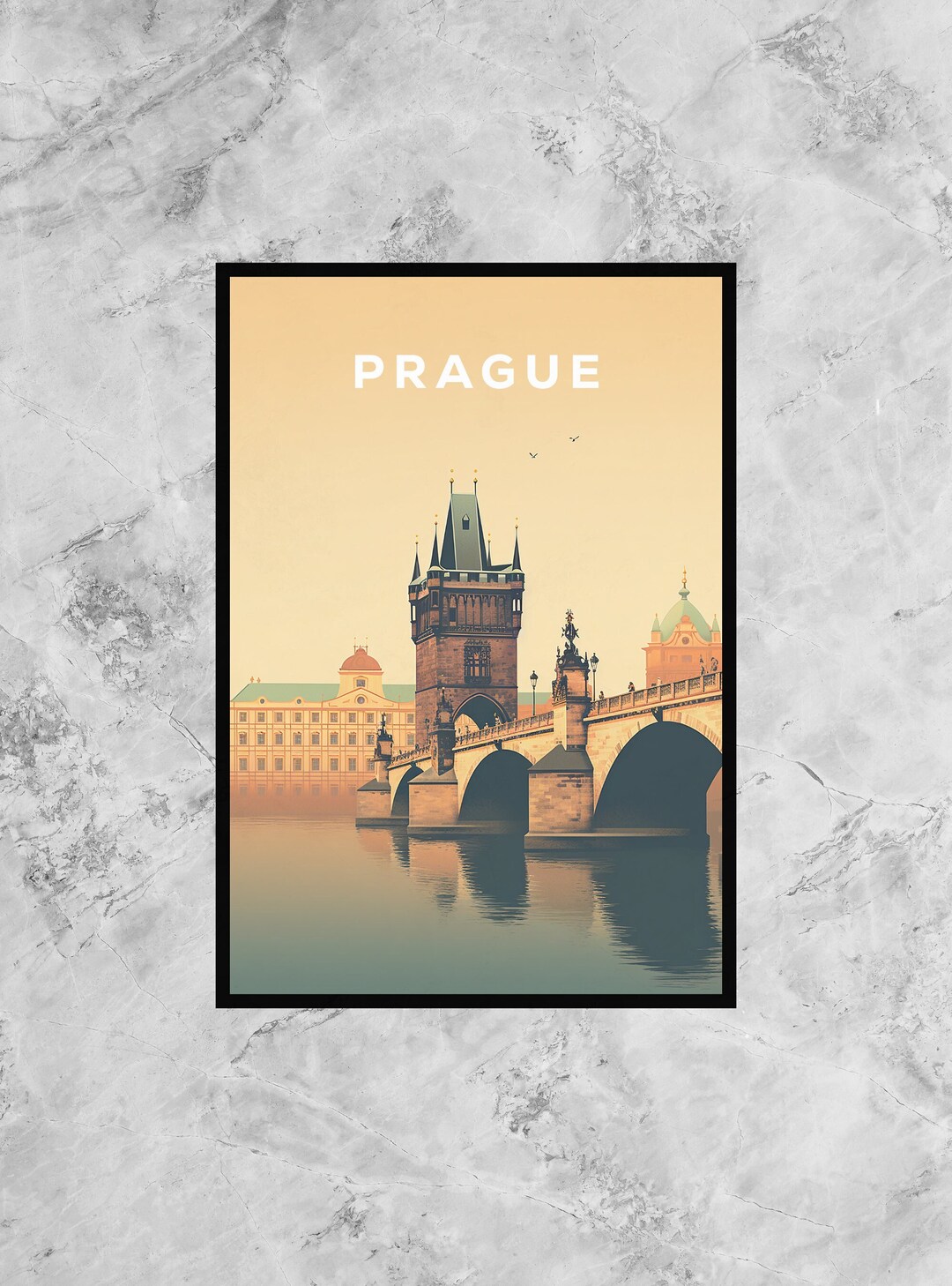 Prague Poster, Retro Travel Poster, Travel Print, Wall Art, Vintage ...