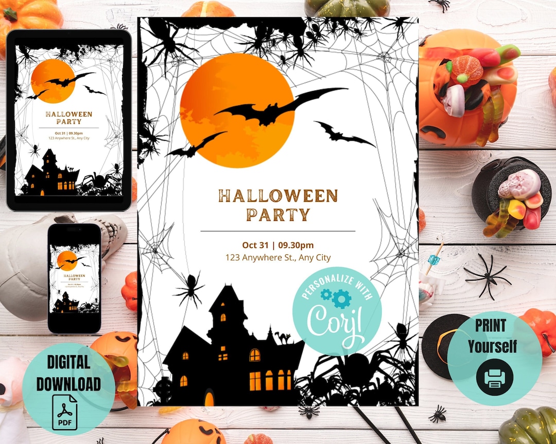 Editable Halloween Invitation, for Your Kids Party, Birthday, Costume ...