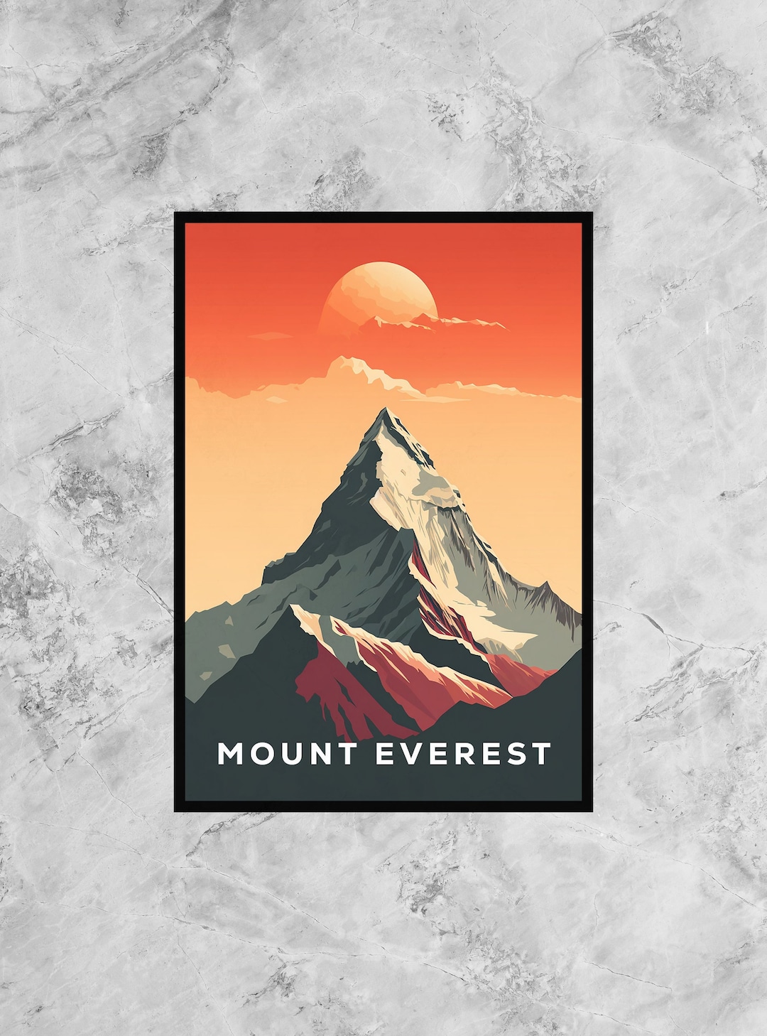 Mount Everest Retro Travel Poster, Mountain Art Print - Etsy Australia