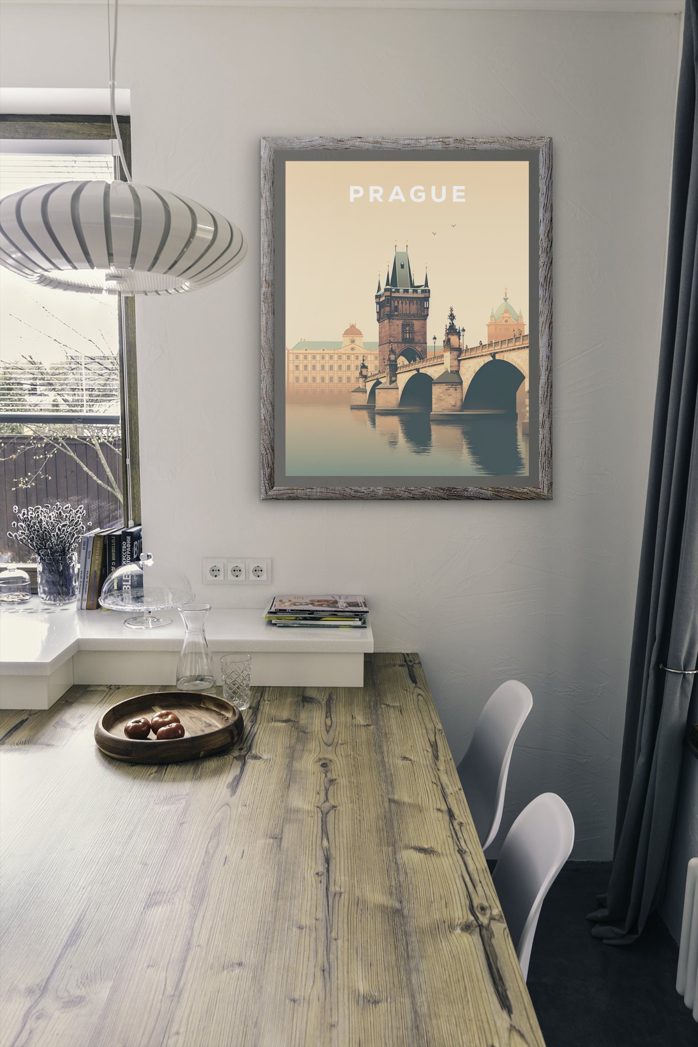 Prague Poster, Retro Travel Poster, Travel Print, Wall Art, Vintage ...