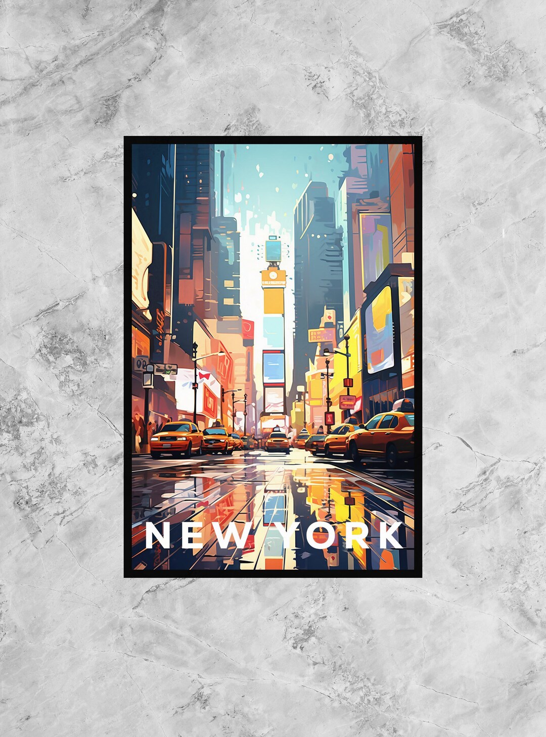 Retro New York Poster, Times Square Art Print (UNFRAMED) - Etsy