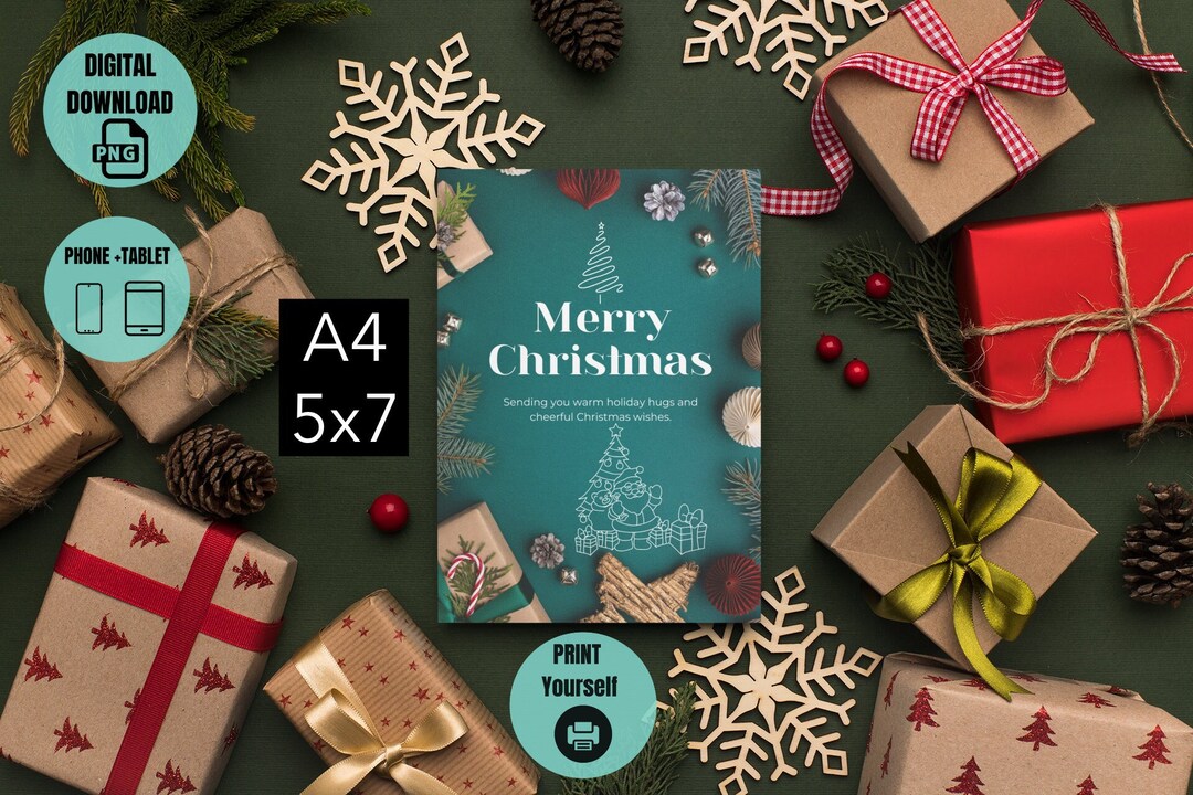 Merry Christmas Wishes, Christmas Letter, A4 , 5x7 , Merry Christmas ...