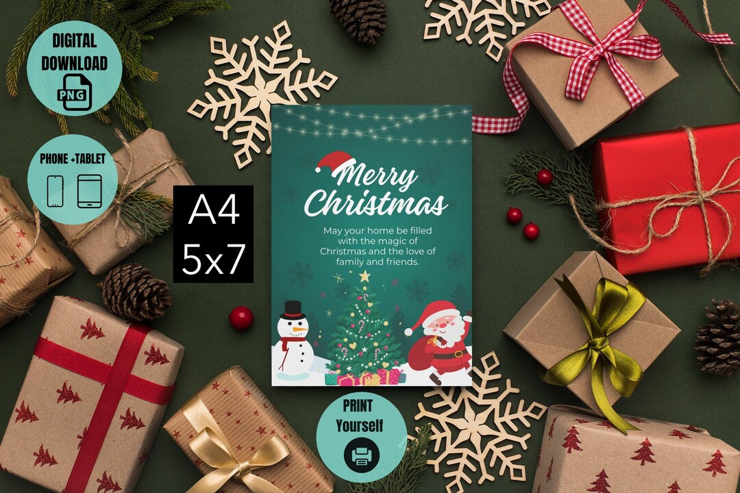 Merry Christmas Wishes, Christmas Letter, A4 , 5x7 Card, Merry ...