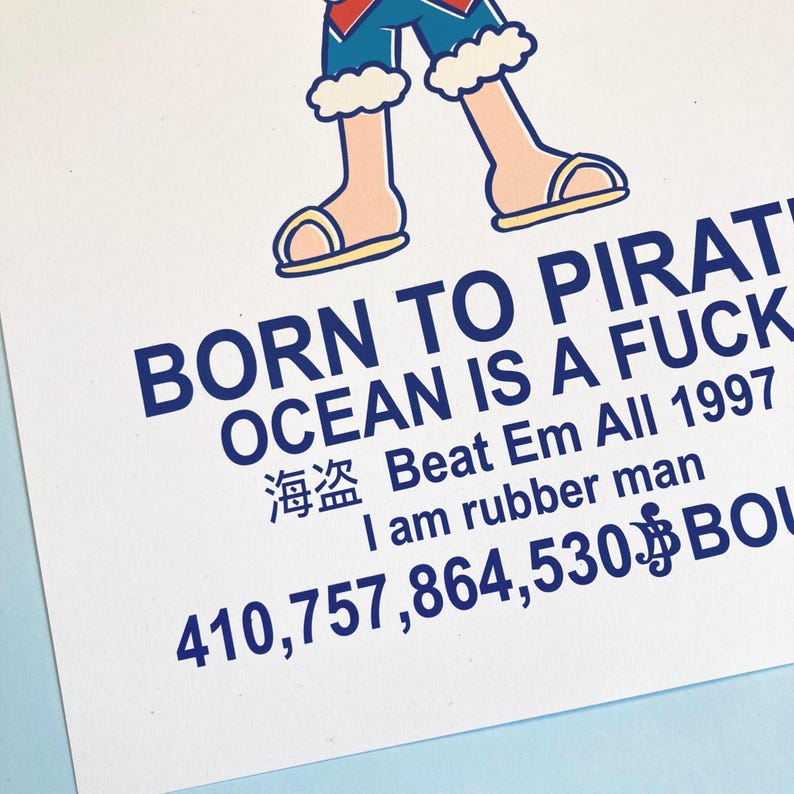 Monkey D Luffy Anime Pirate Poster Print (A4) - Etsy UK
