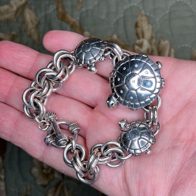 Saint by Sarah Jane Sterling Silver Turtle Bracelet: "sir Sheldon" (7-7.5 Inches) - Etsy