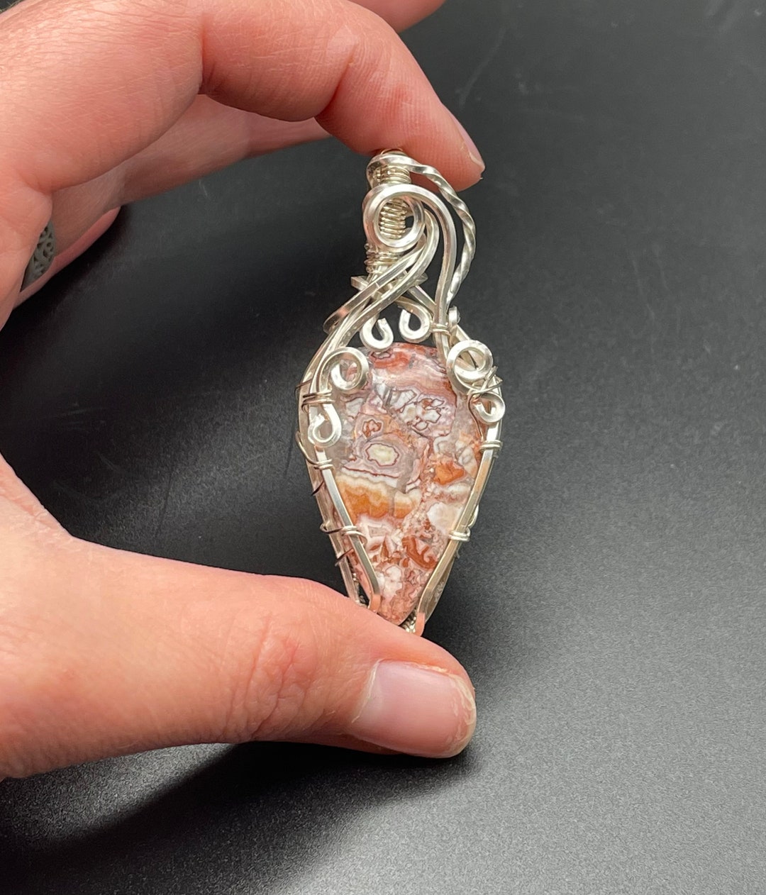 Rosetta Jasper Silver Wire Wrapped Necklace - Etsy