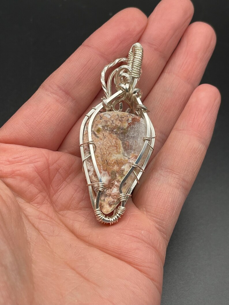 Rosetta Jasper Silver Wire Wrapped Necklace - Etsy
