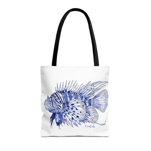 Lionfish Tote Bag for Her, Marine Lovers Gift, Tropical Reef Fish Art ...