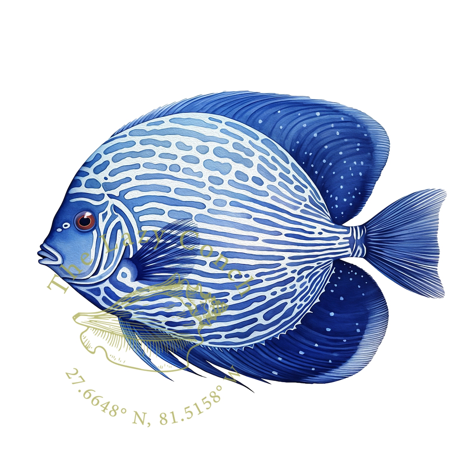 Modern Fish Art, Instant Download, Navy Discus Fish, Minimalist Wall ...