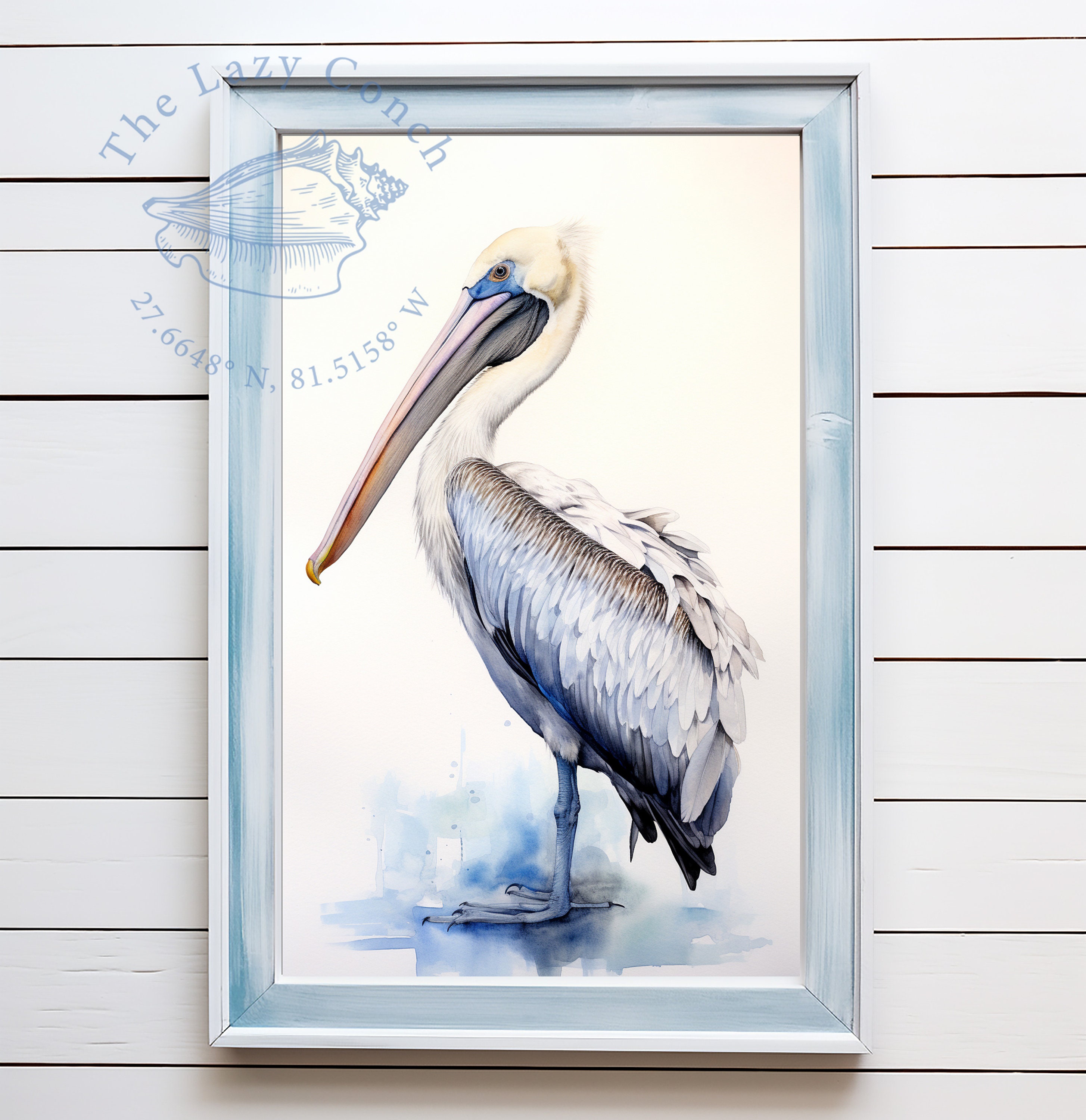 Pelican Artwork, Watercolor Painting, Minimalist Coastal Room Decor ...