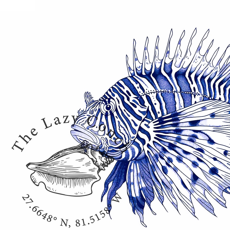 Lionfish Instant Download Art Print, Square Print of Lionfish for Beach ...