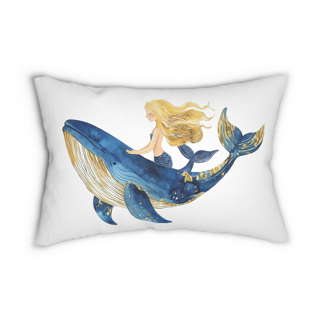 Mermaid Lumbar Pillow, Girls Mermaid Bedding, Mermaid Pillow, Ocean ...