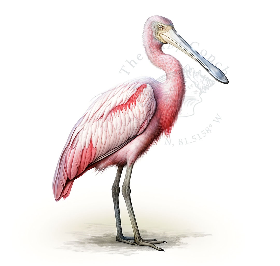 Roseate Spoonbill Art, Watercolor, Instant Digital Download, Beach ...