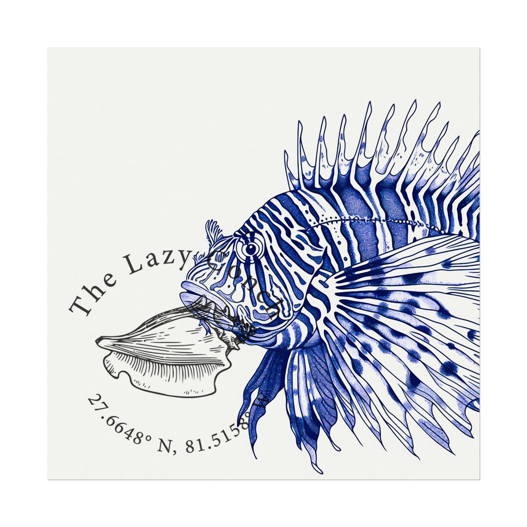 Lionfish on Textured Watercolor Matte Paper for Wall Decor, Beach House ...