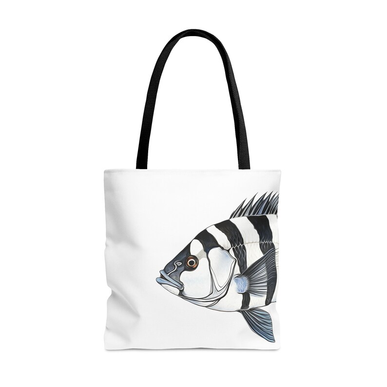 Sheepshead Fish Tote Bag, Fish Print Bag, Coastal Bag, Fisherman Tote ...