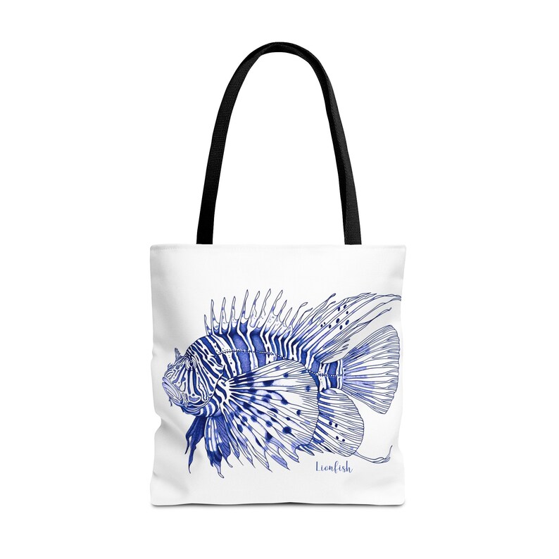 Lionfish Tote Bag for Her, Marine Lovers Gift, Tropical Reef Fish Art ...
