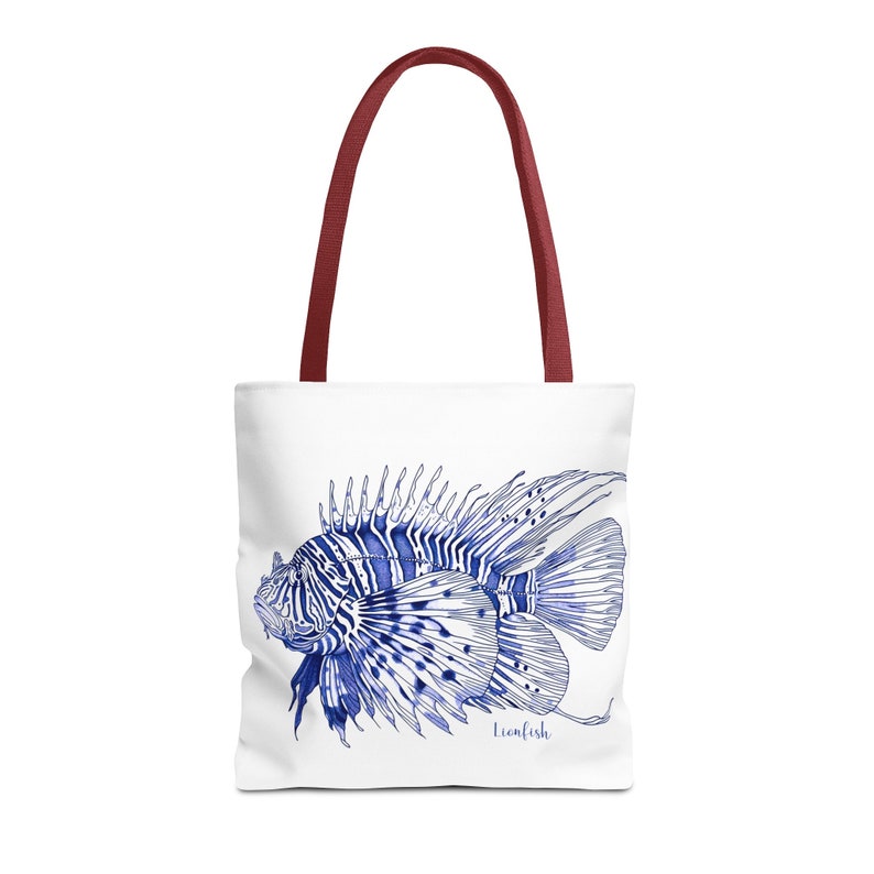 Lionfish Tote Bag for Her, Marine Lovers Gift, Tropical Reef Fish Art ...