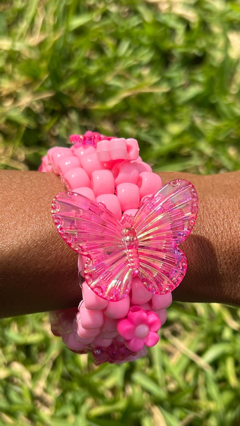 Butterfly Kandi Cuff Bracelet | Colorful Beaded Festival Jewelry, EDM ...
