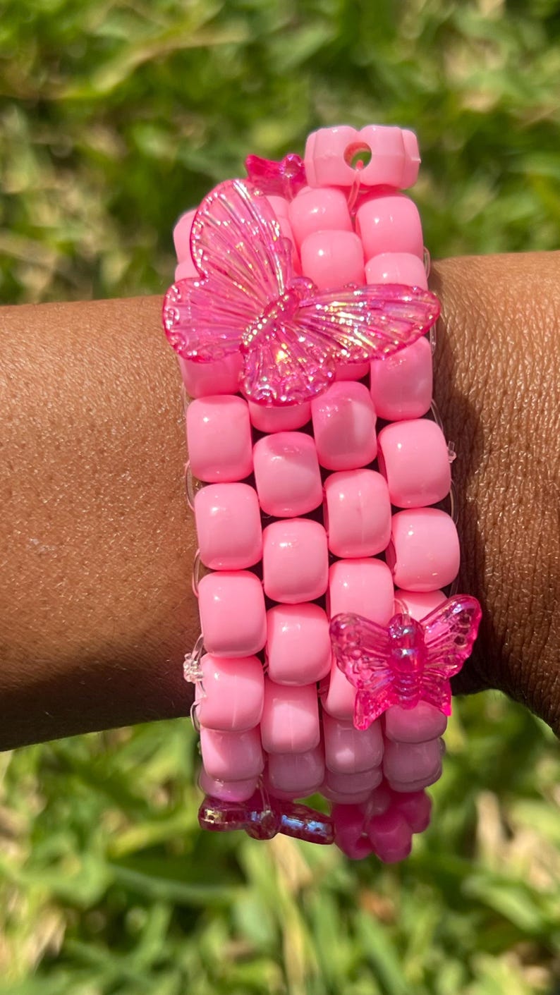 Butterfly Kandi Cuff Bracelet | Colorful Beaded Festival Jewelry, EDM ...