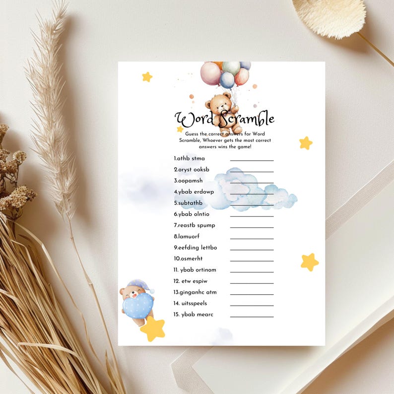 Word Scramble Baby Shower Game Printable, Unscramble the Baby Words ...
