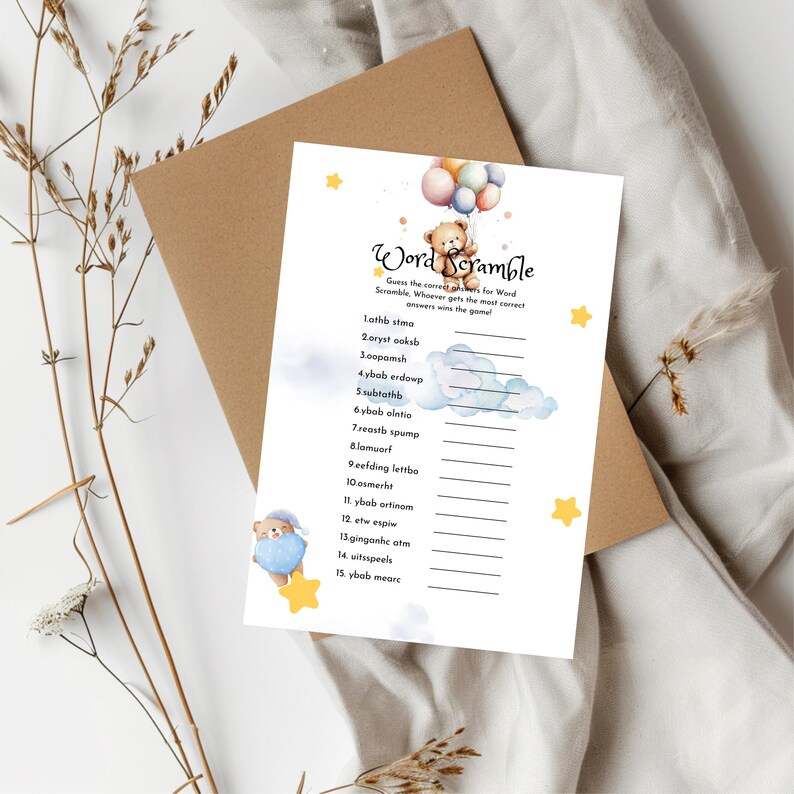 Word Scramble Baby Shower Game Printable, Unscramble the Baby Words ...