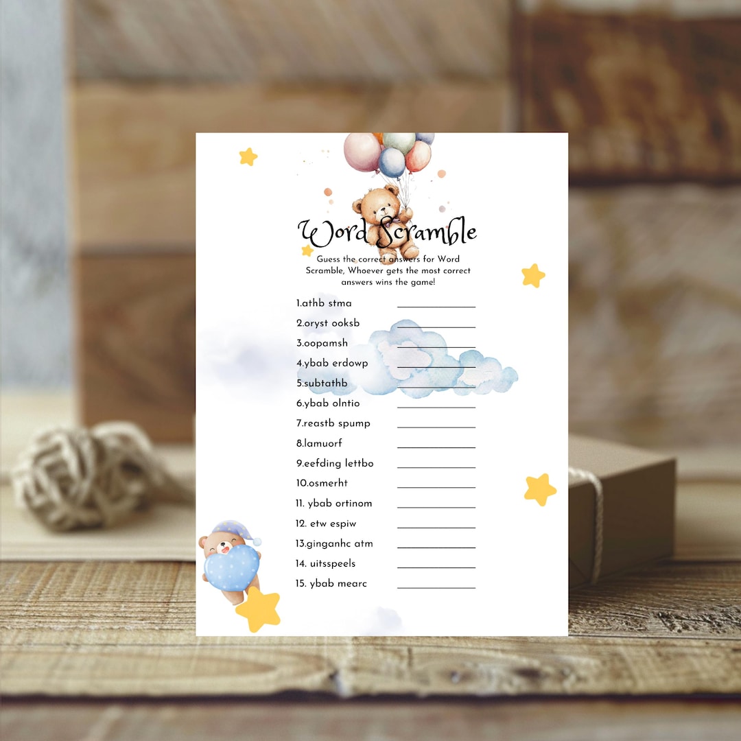 Word Scramble Baby Shower Game Printable, Unscramble the Baby Words ...