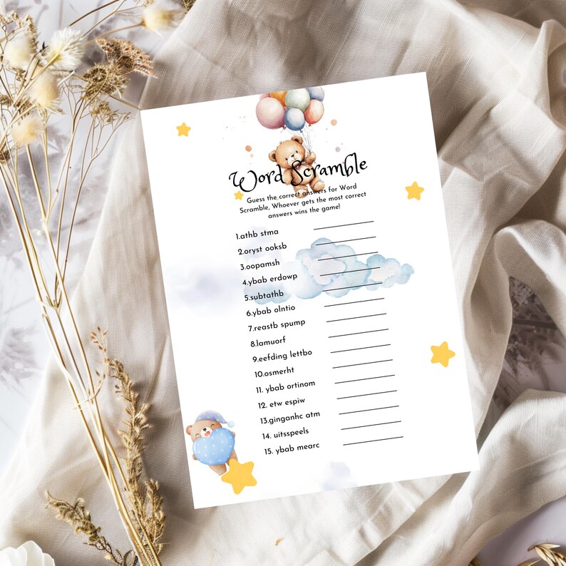 Word Scramble Baby Shower Game Printable, Unscramble the Baby Words ...