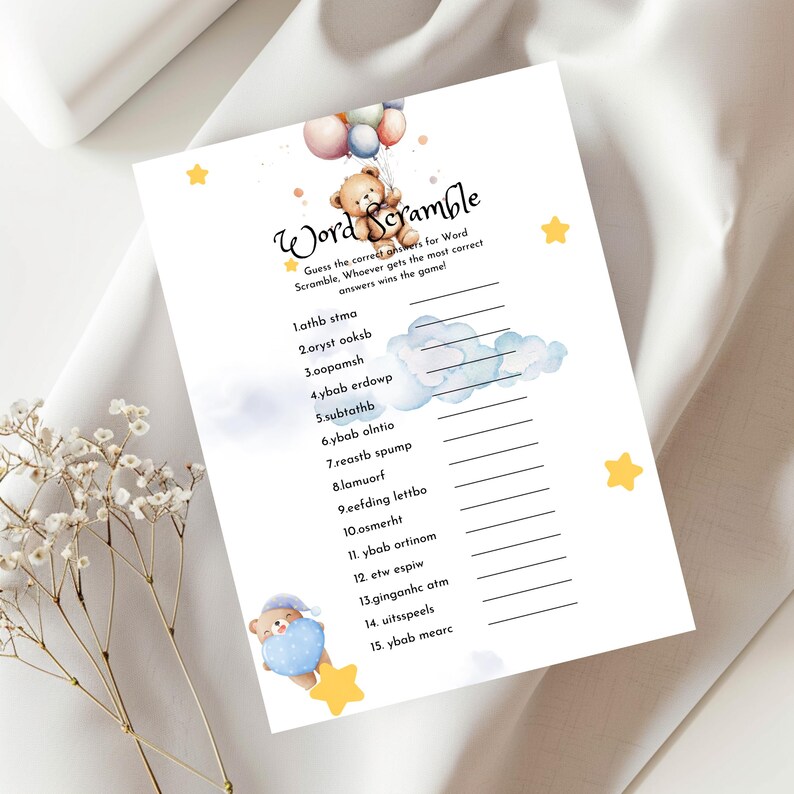 Word Scramble Baby Shower Game Printable, Unscramble the Baby Words ...