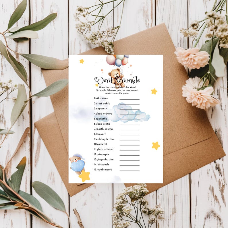 Word Scramble Baby Shower Game Printable, Unscramble the Baby Words ...