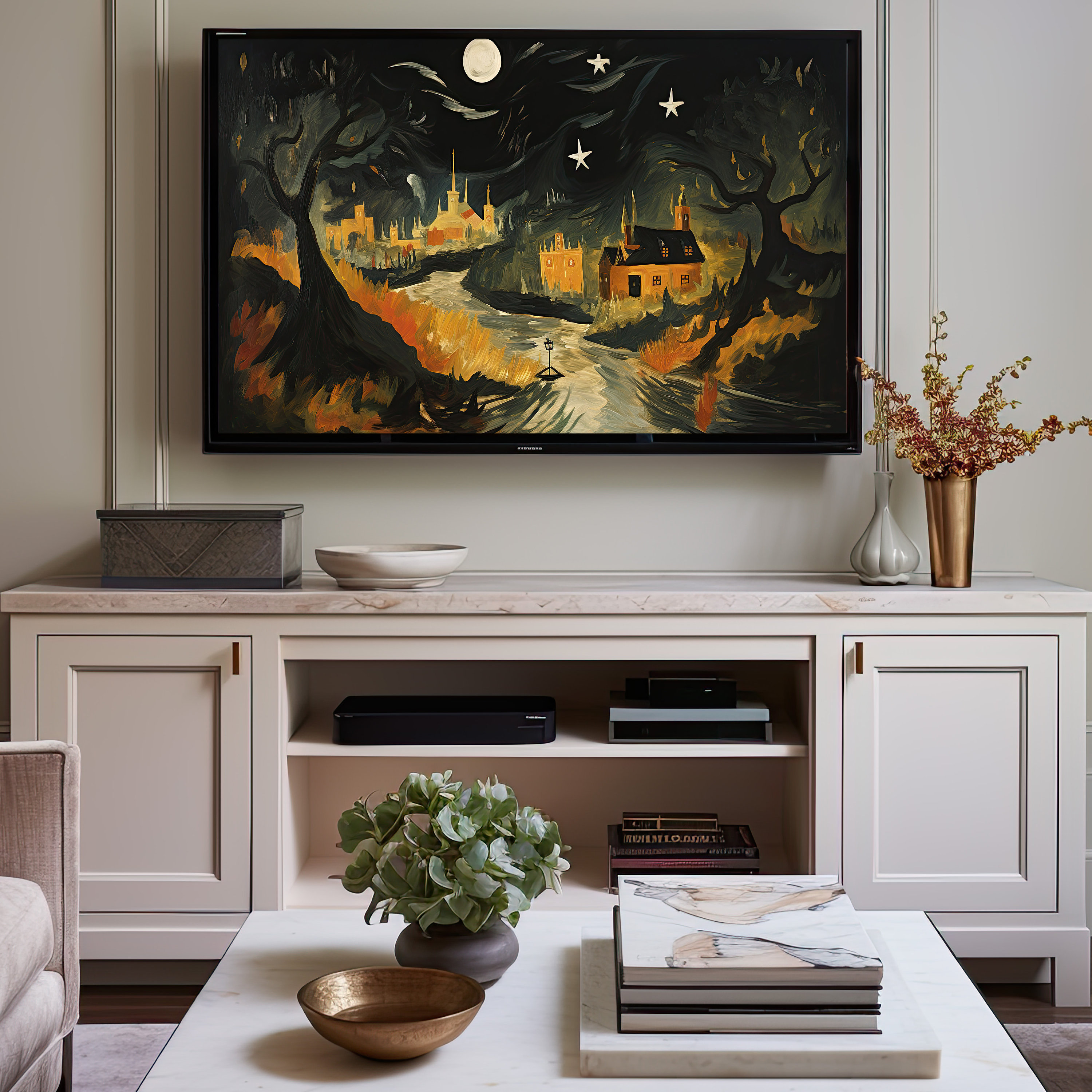 Samsung TV Frame Art Autumn Bundle, 20 Autumn Night Paintings Bundle ...