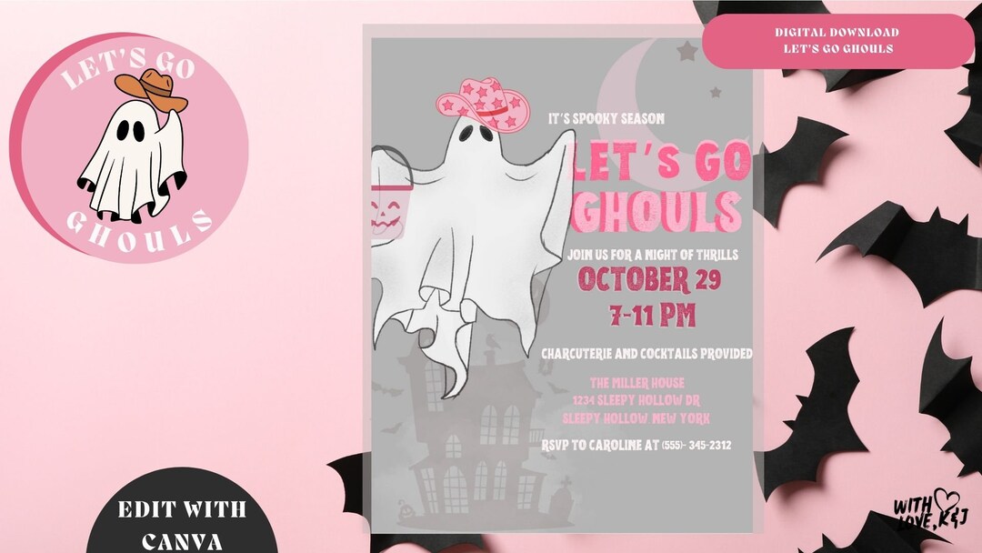 Let's Go Ghouls halloween Template Halloween Movie - Etsy