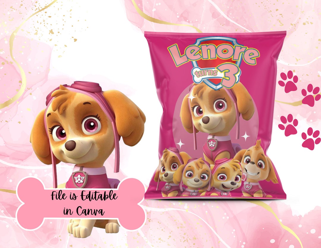 Skye Paw Patrol Potato Chip Bag Birthday Party Favors Giveaway Loot ...