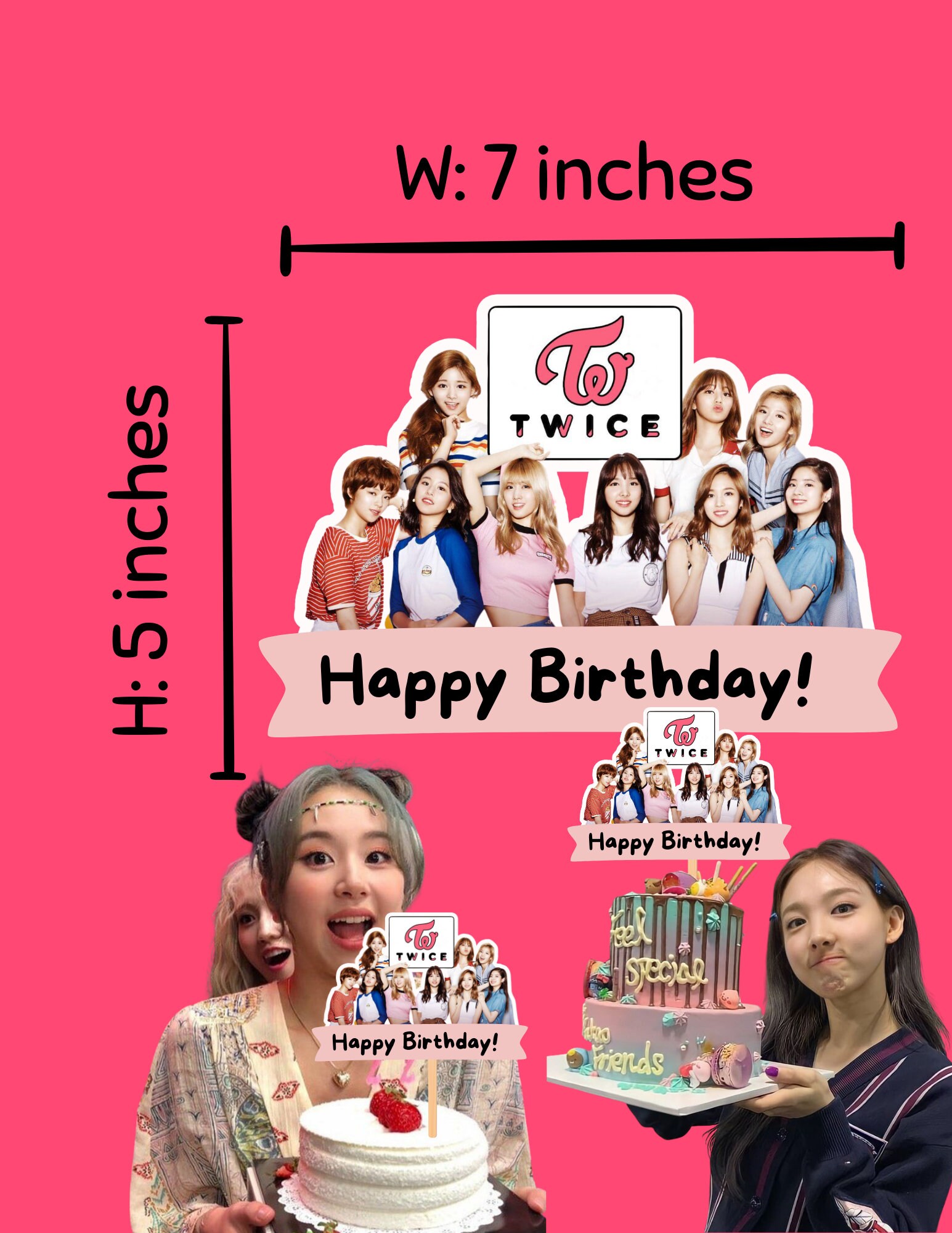 Twice Cake Topper Printable Twice Birthday Favors Party Twice Once Cake ...