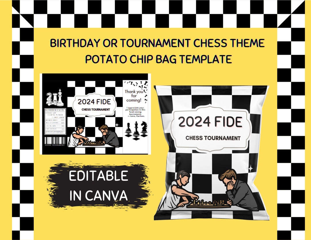 Chess Tournament Chip Bag Chess Birthday Chess Theme Chip Bag Chess ...
