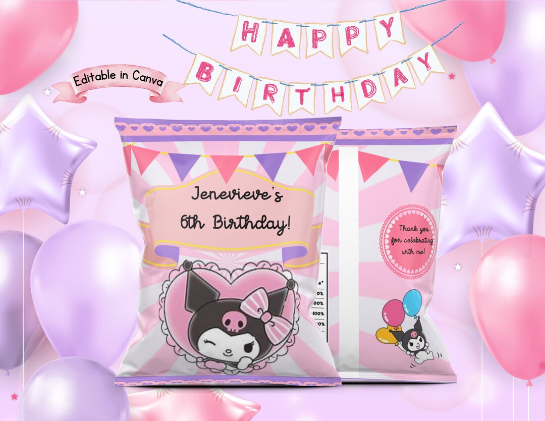Kawaii Chip Bag Princess Chip Bag Editable in Canva - Etsy