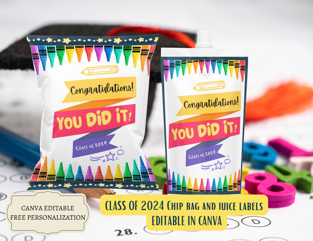 Pre School Kindergarten Graduation Chip Bag Template and Juice Label ...
