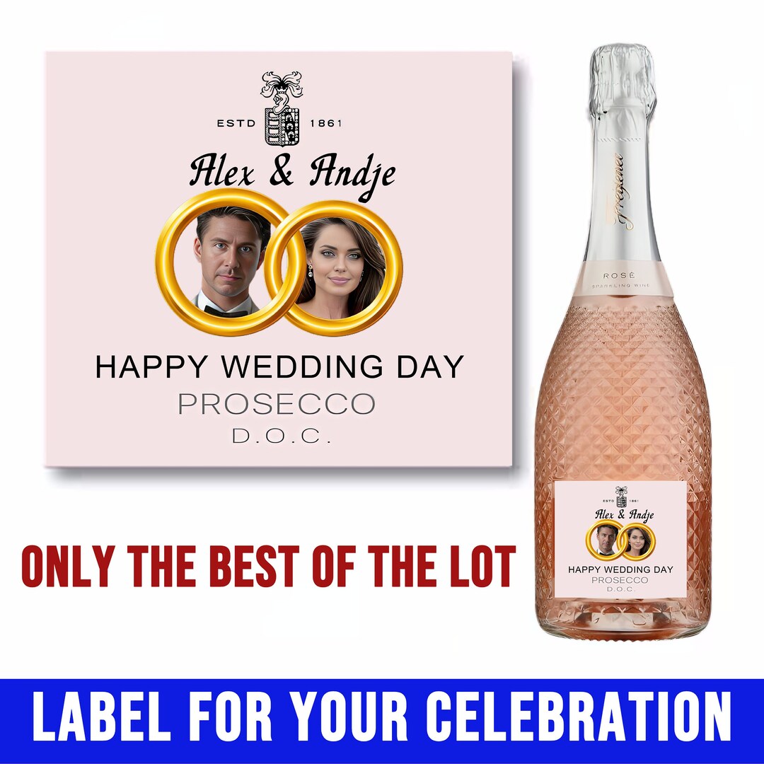 Personalized Prosecco Champagne Wine Digital Label Photo Sticker Gift ...