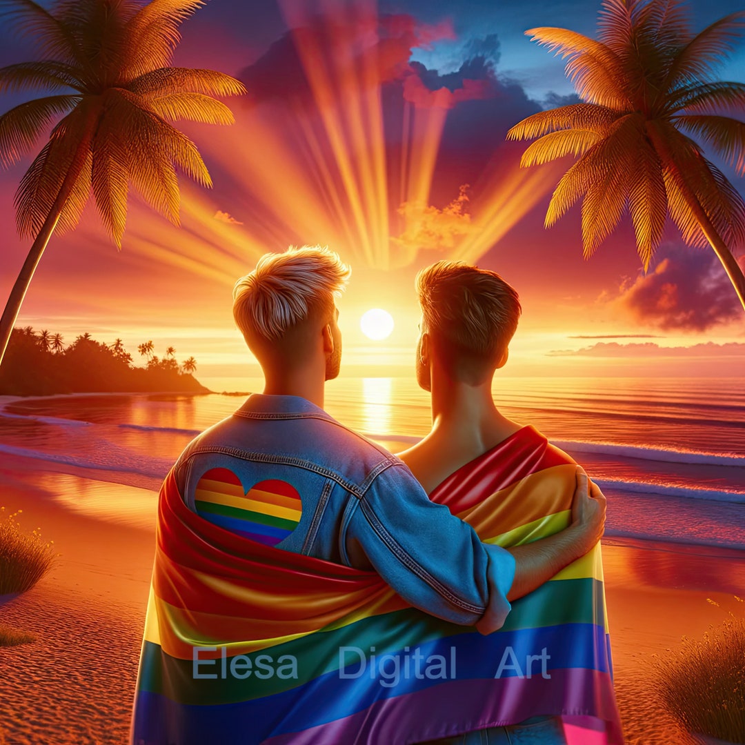 LGBT Picture Gay Style Gay Couple Love LGBT Colors Digital - Etsy