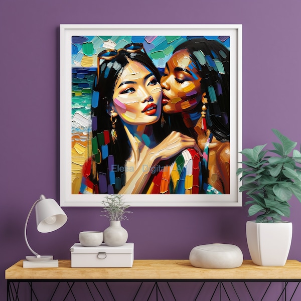 Lesbian Girls Painting - Etsy